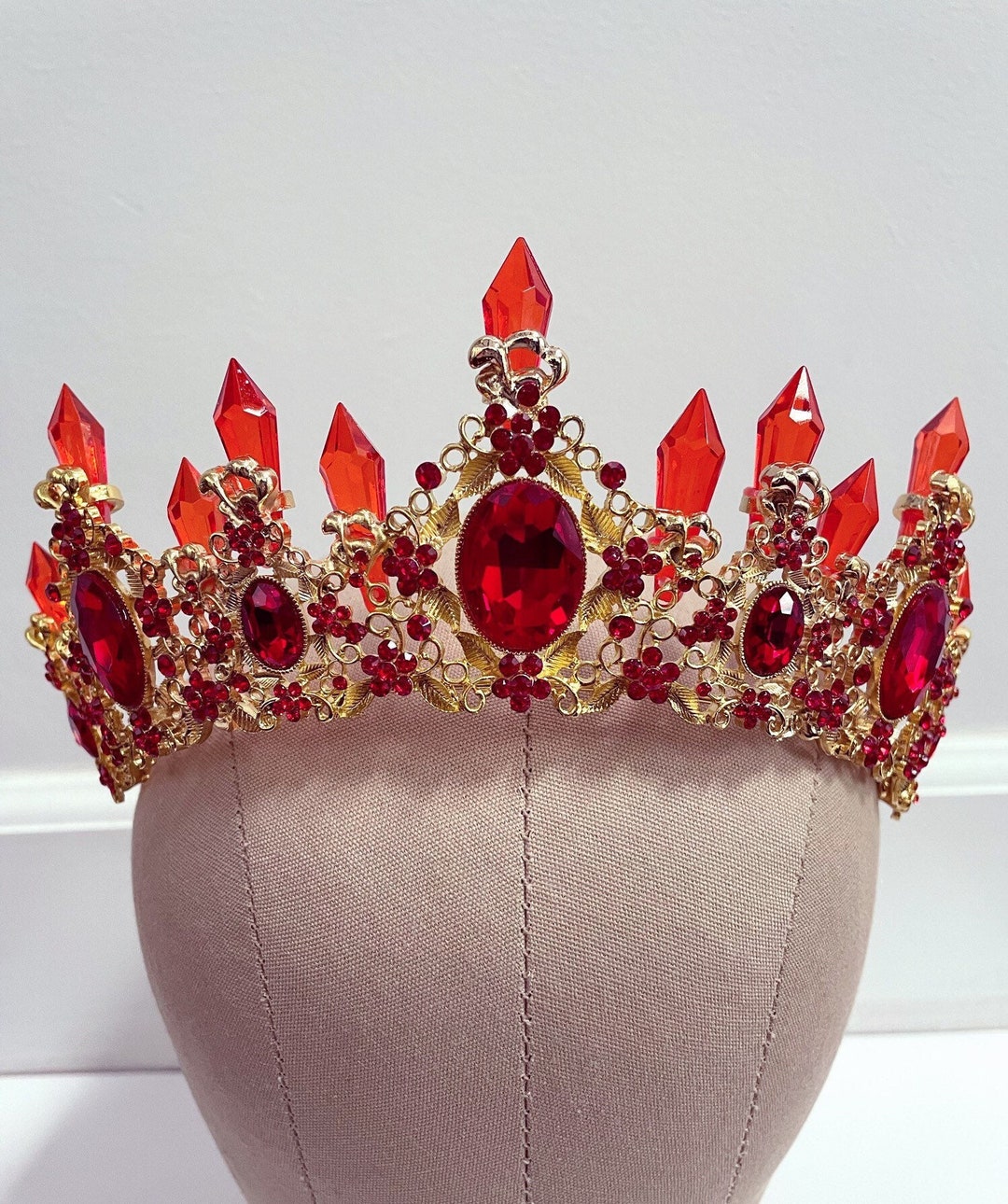 Ruby Red Gold Tiara, Victorian Crown, Royalty Crown, Disney Crown ...