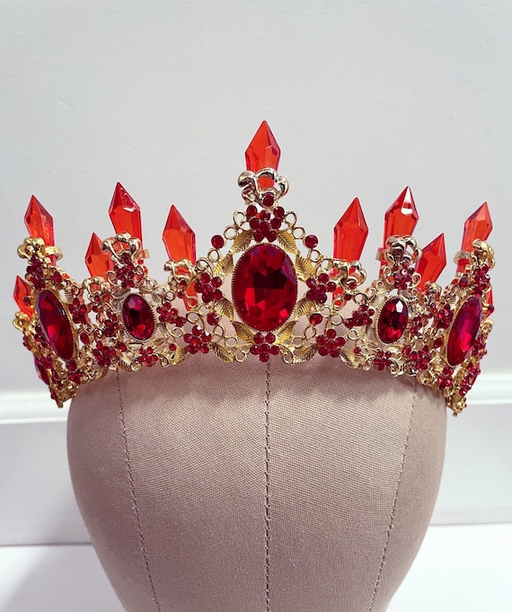 Ruby Red Gold Tiara Victorian Crown Royalty Crown Disney | Etsy