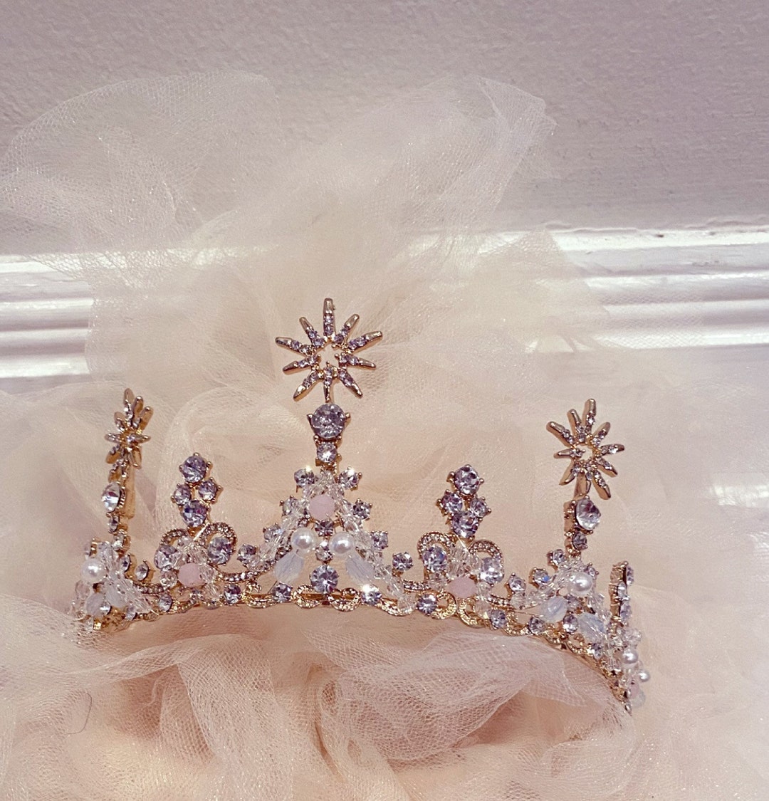 Starburst Tiara, Gold Star Tiara, Celestial Crystal Crown, Star Crystal ...