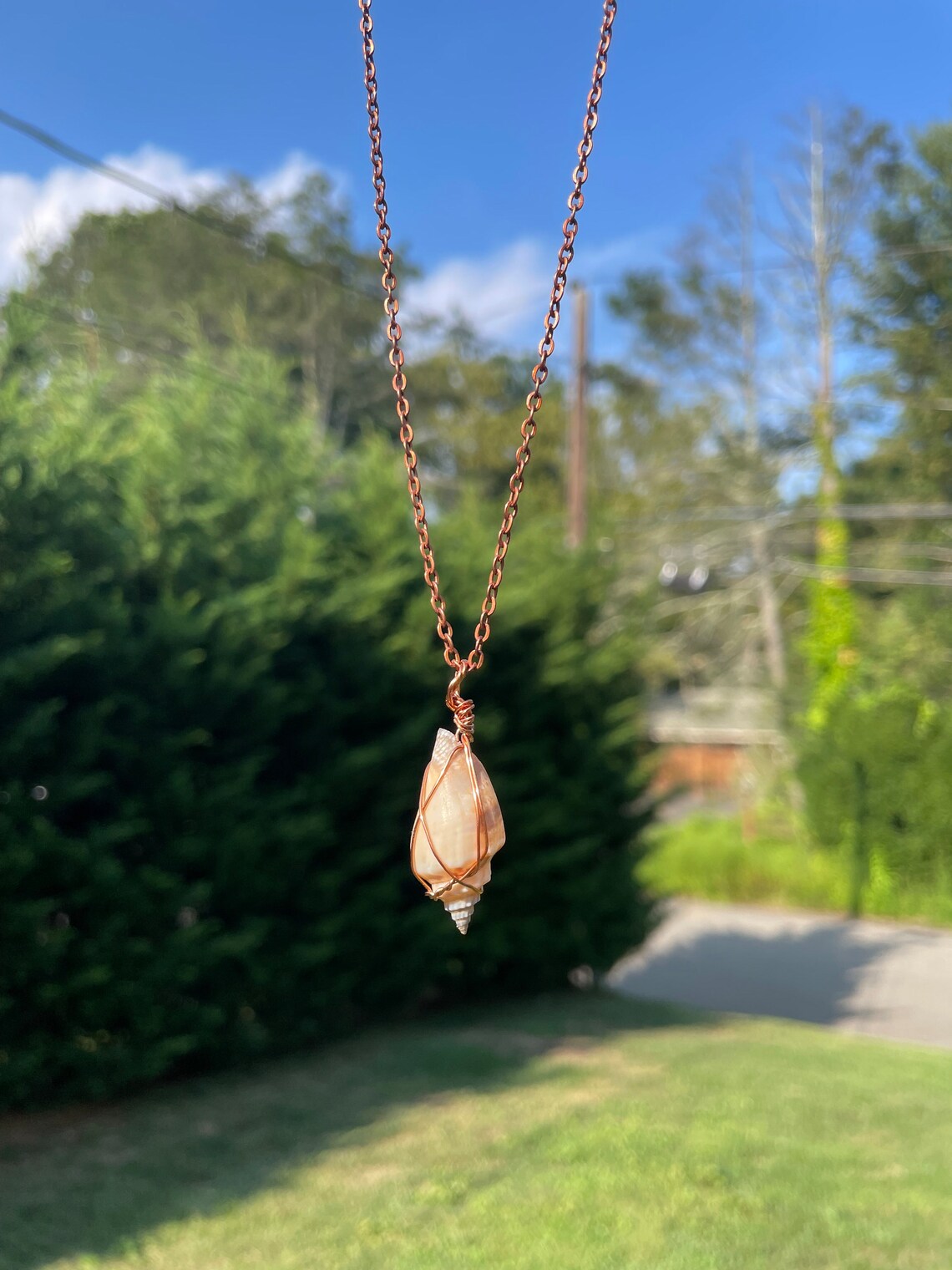 Wire Wrapped Shell Necklace - Etsy