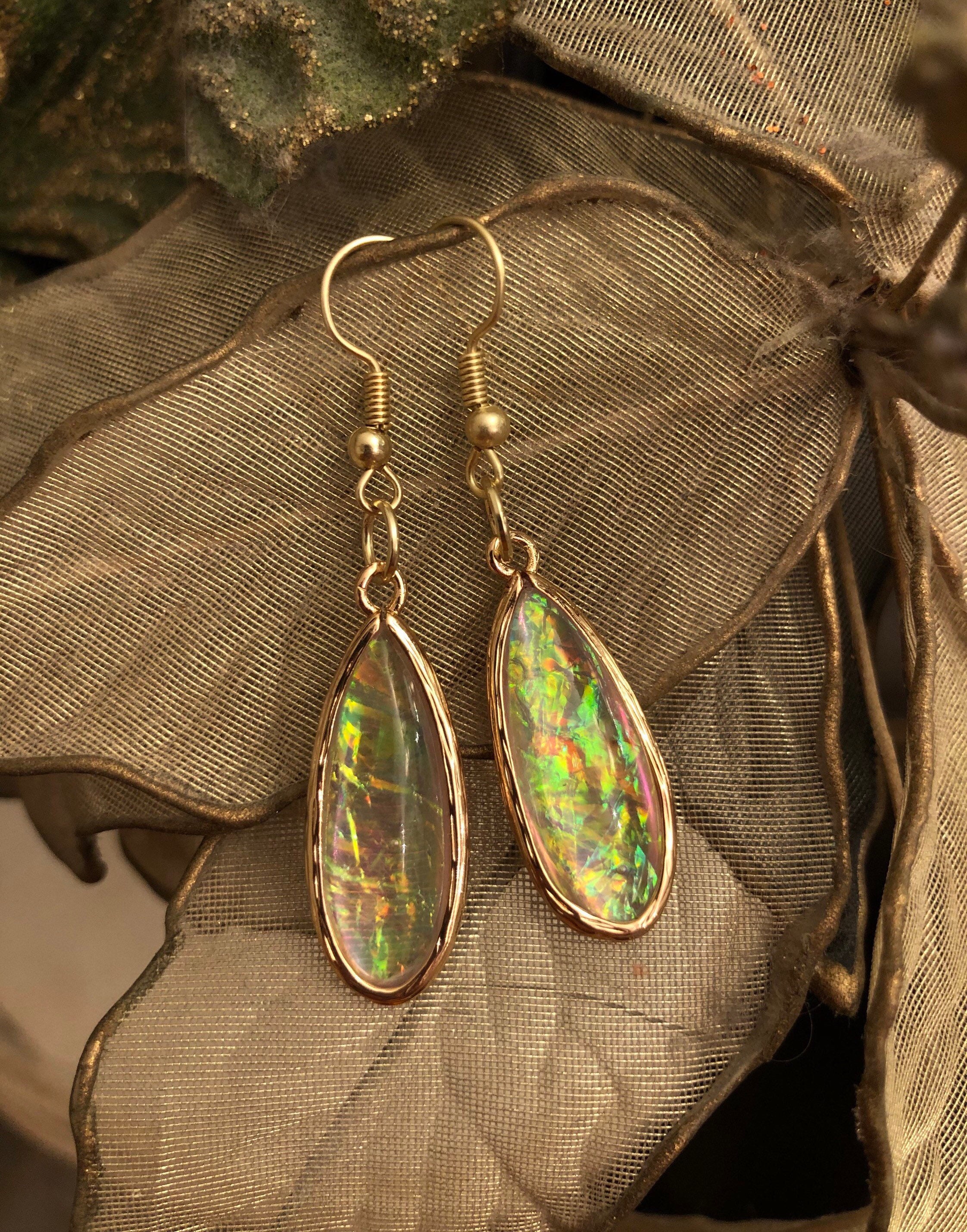 Iridescent Opal Earrings - Etsy