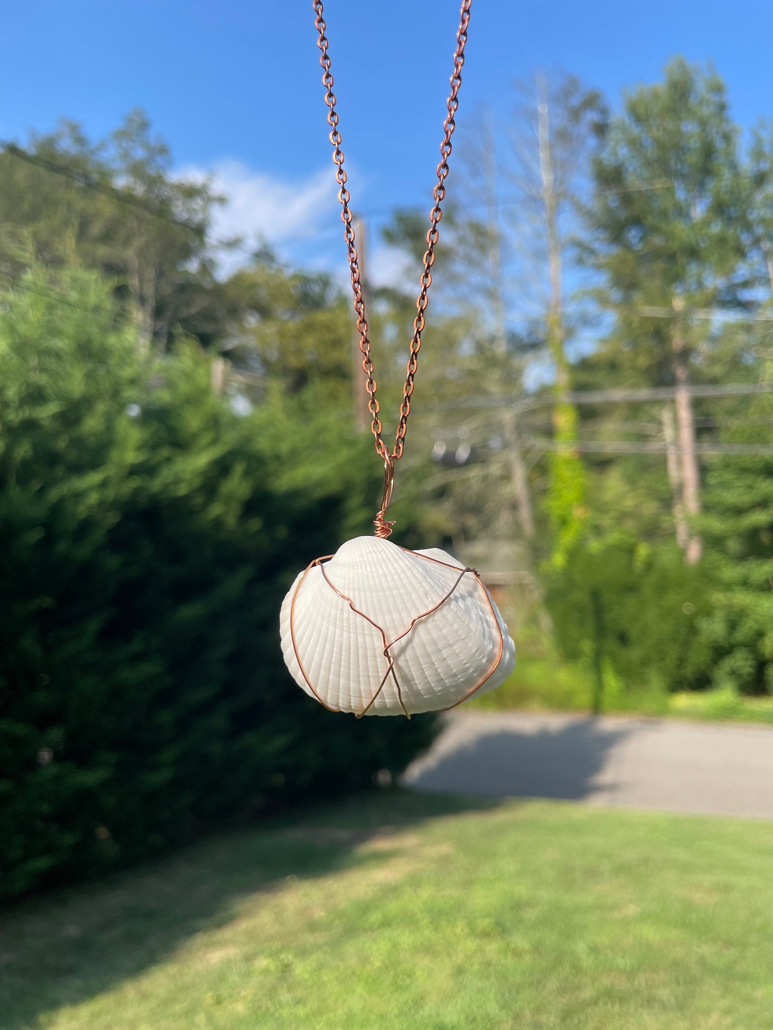 Wire Wrapped Shell Necklace - Etsy