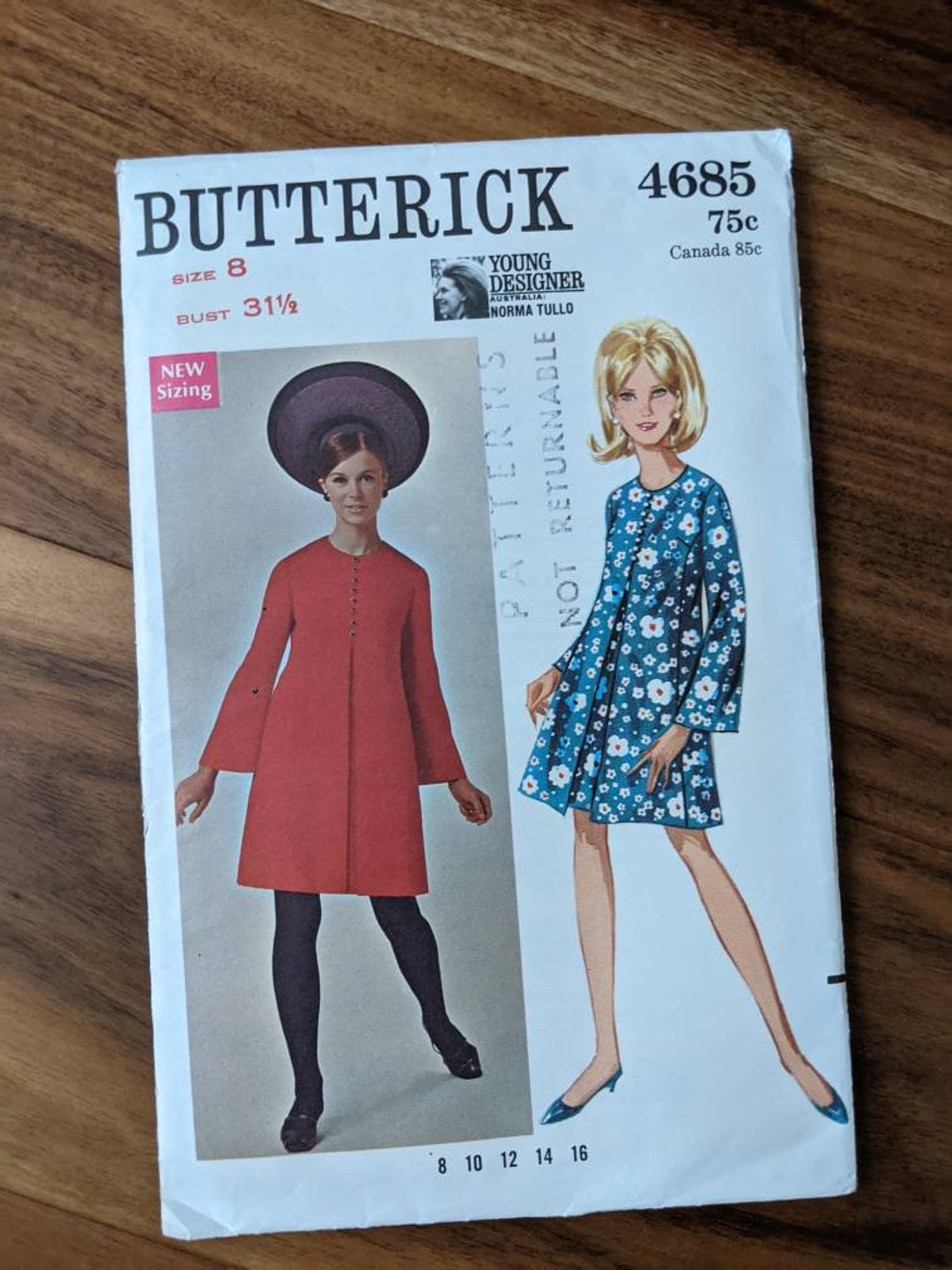 Vintage 1968 Dress Sewing Pattern Butterick 4685 UNCUT - Etsy