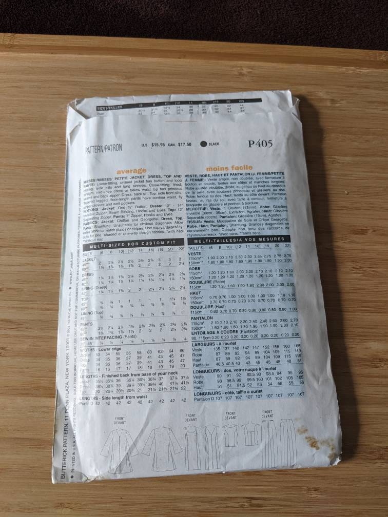 Sewing Craft Supplies & Tools Retro Butterick P405 4068 Coordinates ...