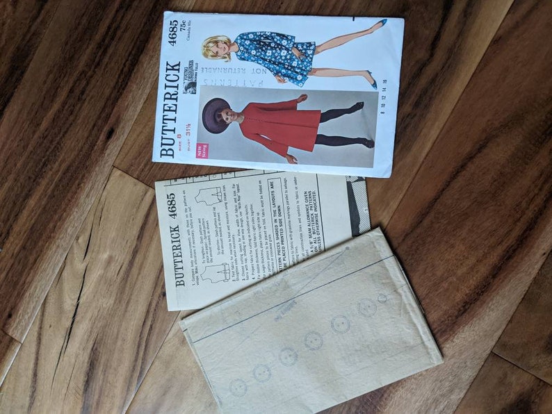 Vintage 1968 Dress Sewing Pattern Butterick 4685 UNCUT Factory Folded ...