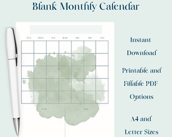 Calendar 2023 Printable Blank Monthly - Etsy