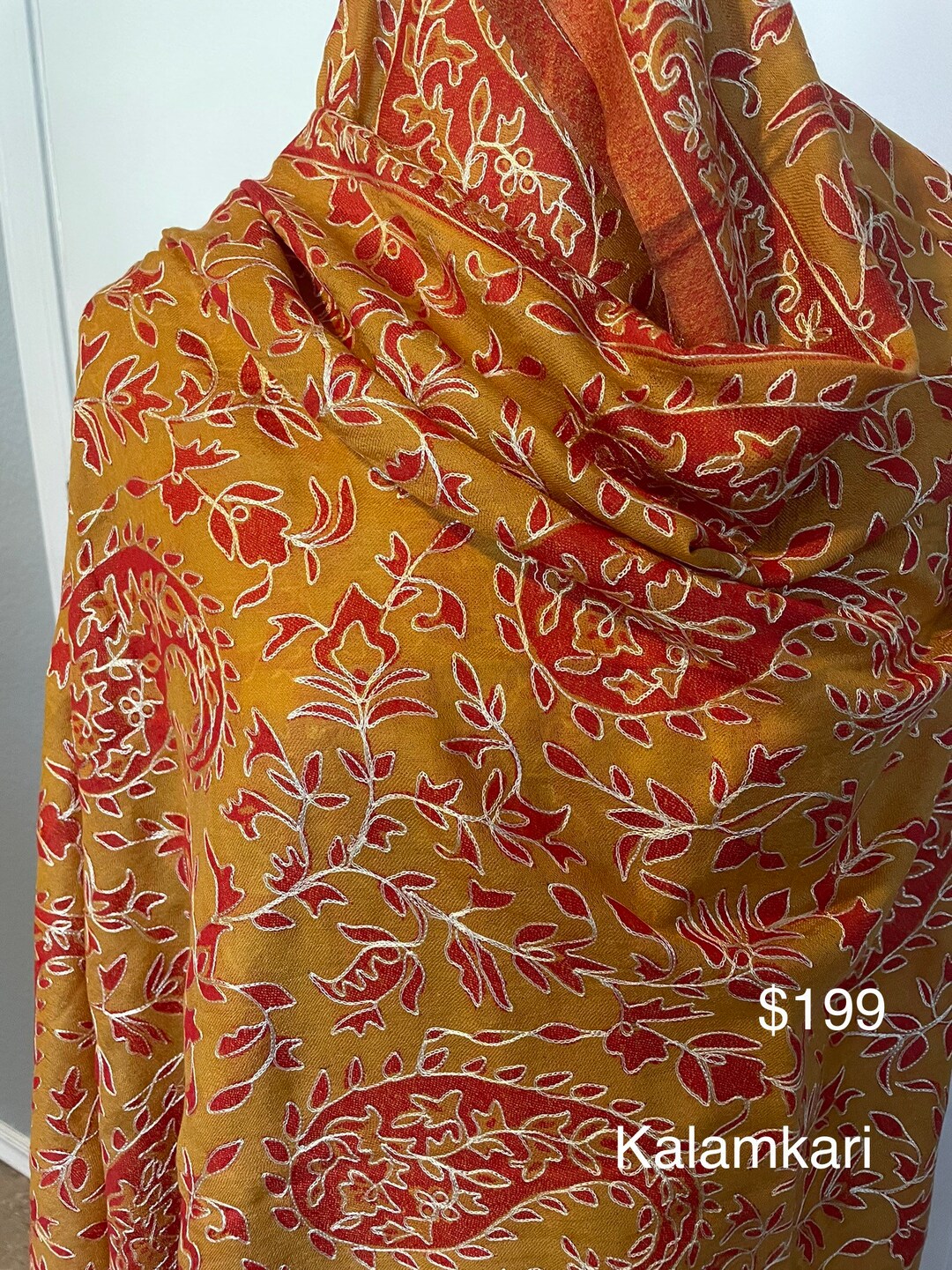 Kalamkari Kashmiri Shawl/ Wrap pure Wool - Etsy