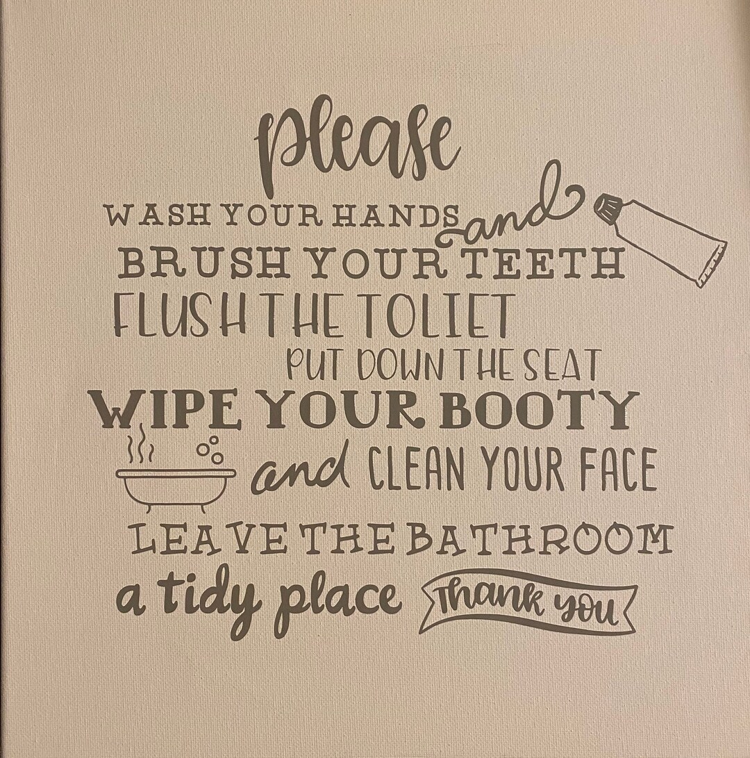 Custom Bathroom Canvas Sign | Bathroom Rules - Etsy