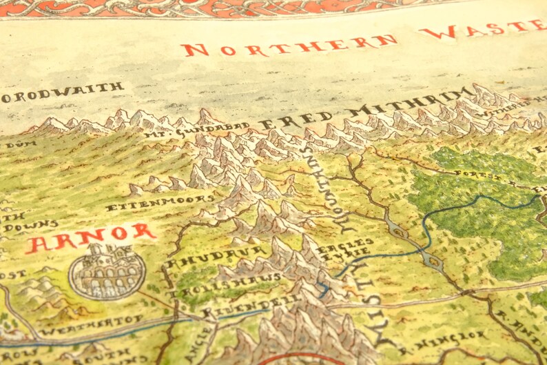 Middle-earth Map Complete in Watercolour With Illustrations of Iconic ...