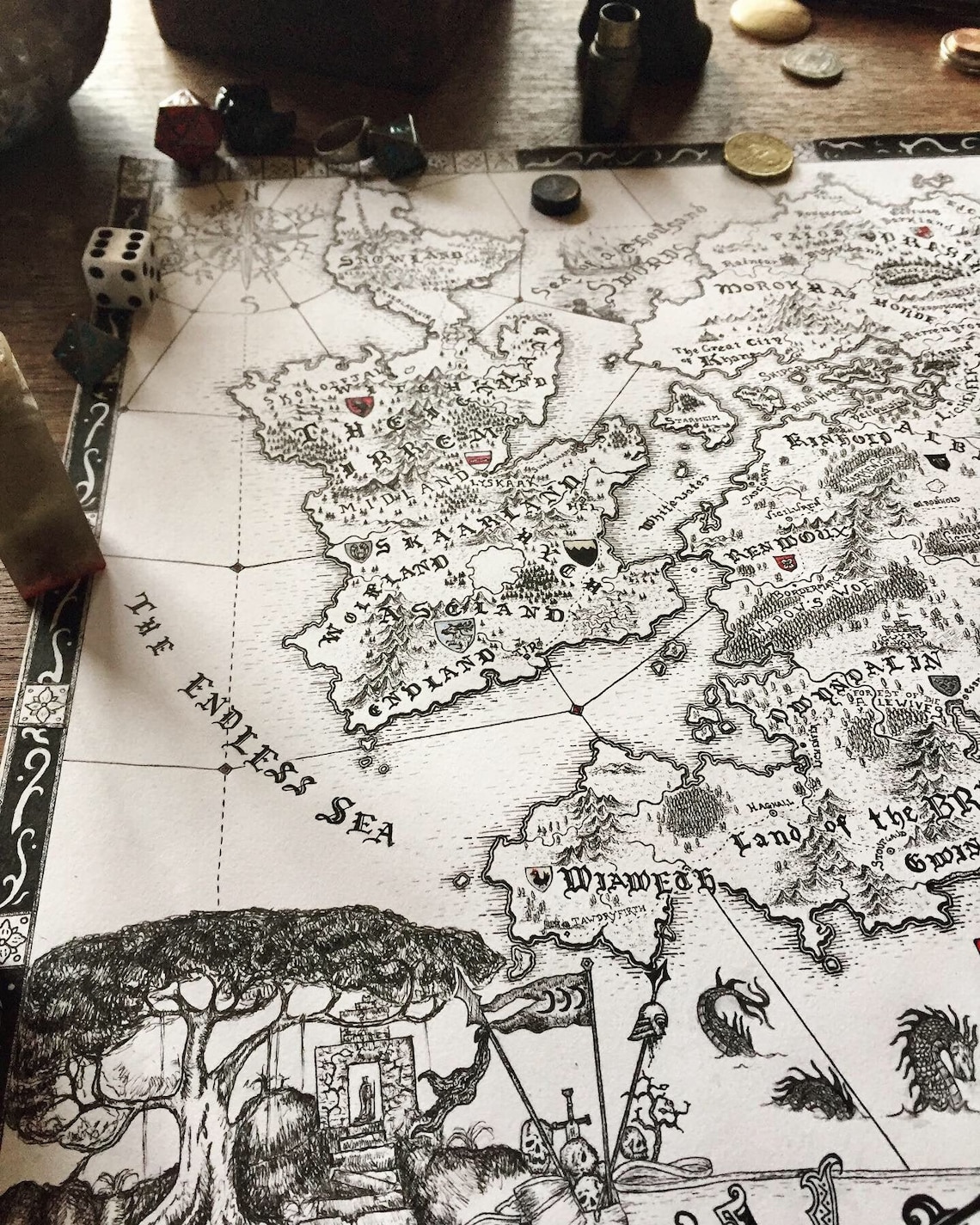 Custom A4 D&D World Map Detailed Map With Borders and Illustrations - Etsy