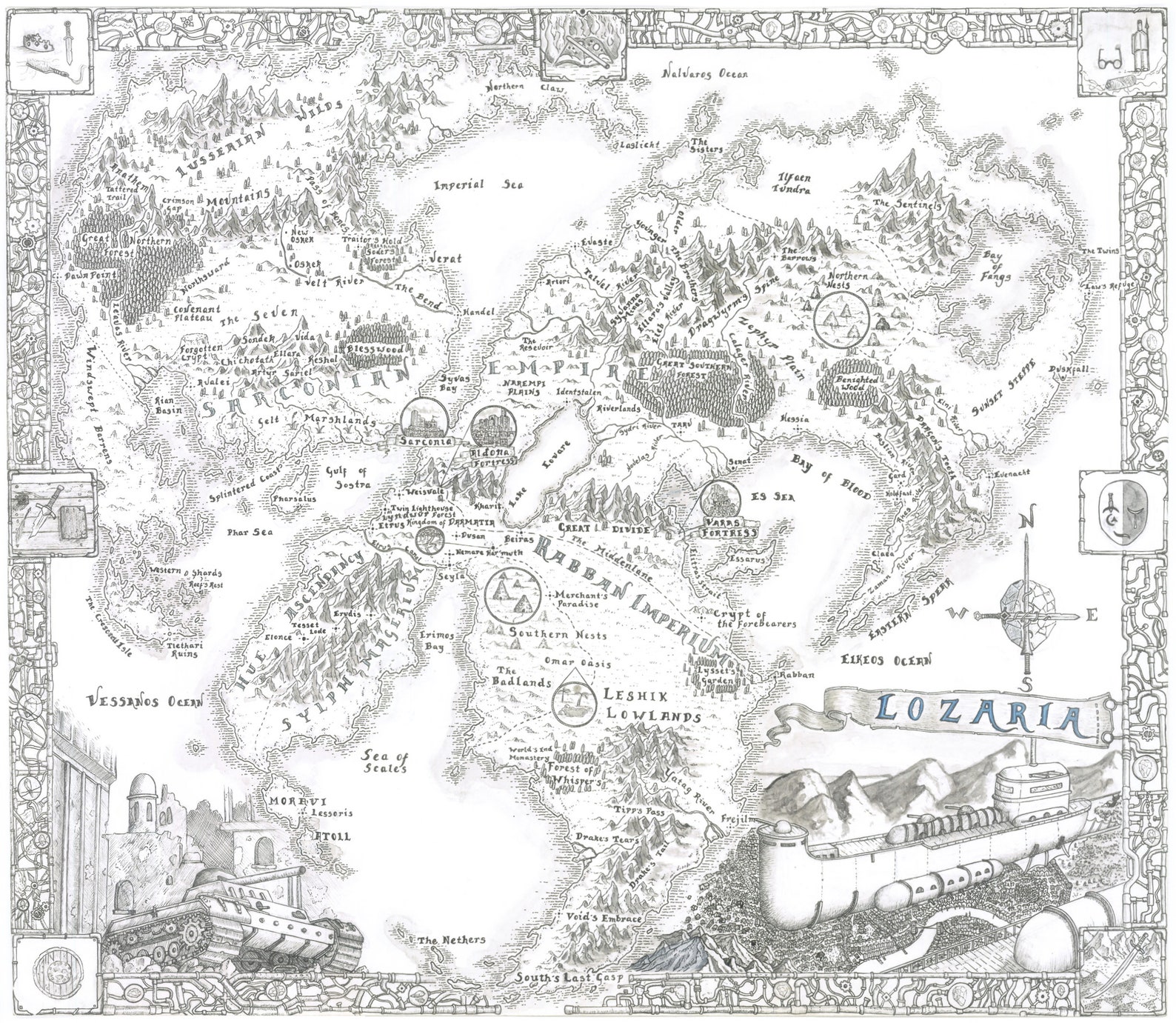 Custom (A4) D&D World Map - Detailed Map With Borders and Illustrations ...