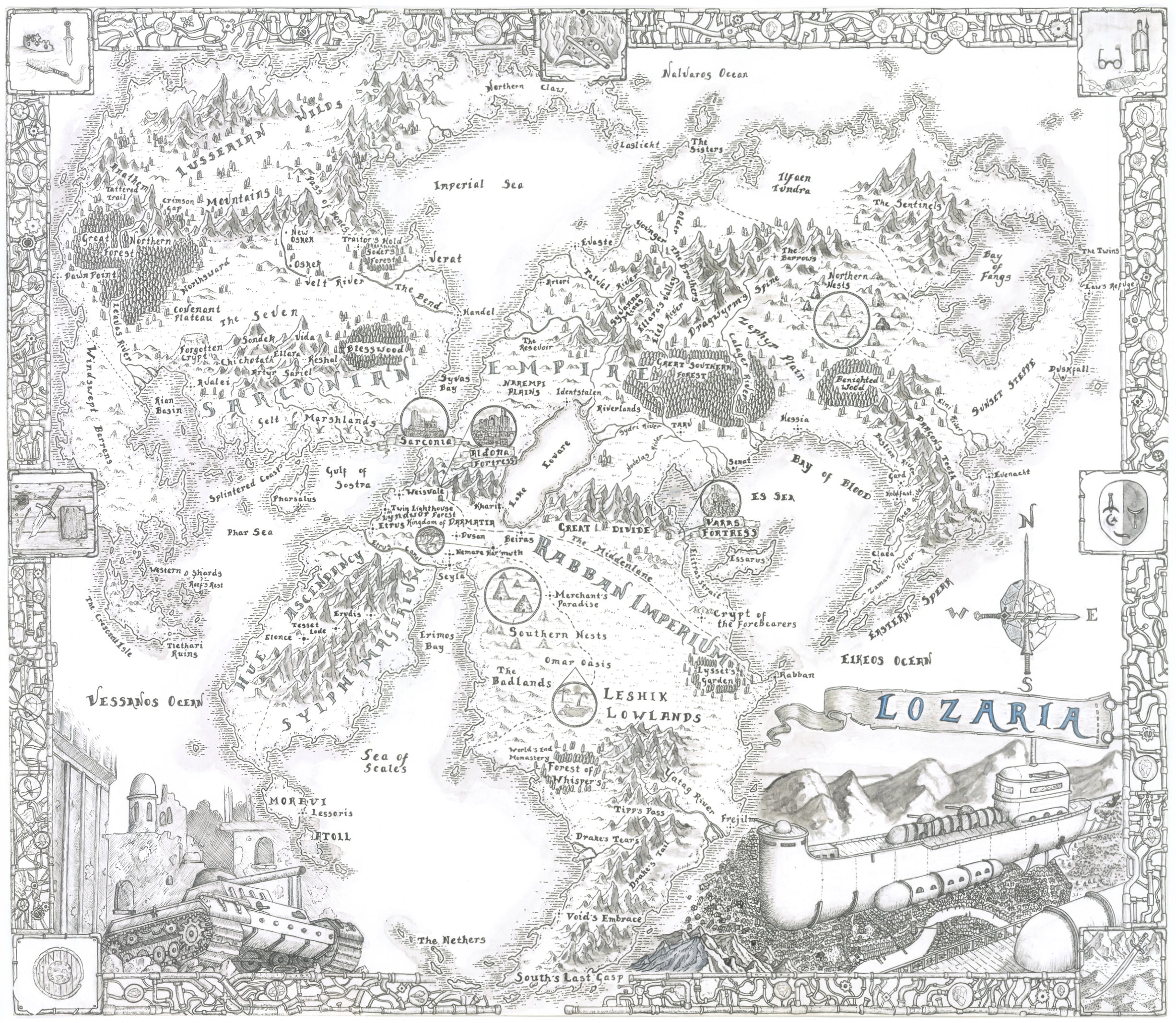 Custom (A4) D&D World Map - Detailed Map With Borders and Illustrations ...