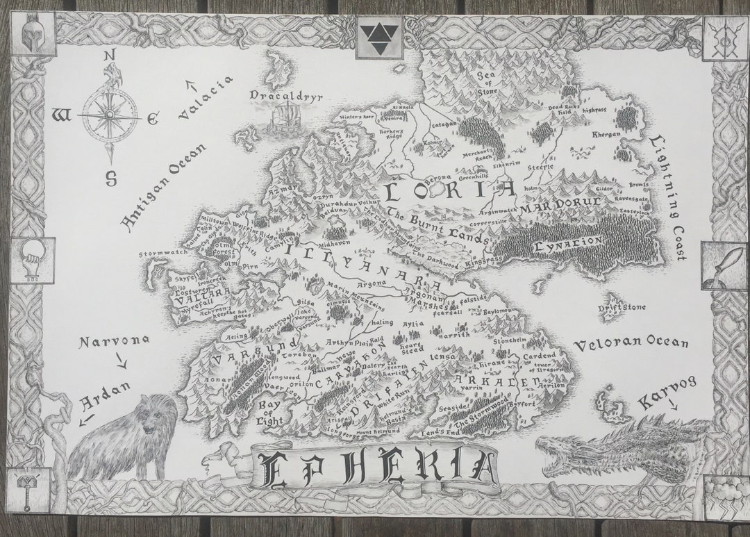 Custom (A3) Sized Fantasy Map World Map for Authors or Dnd Games - With ...