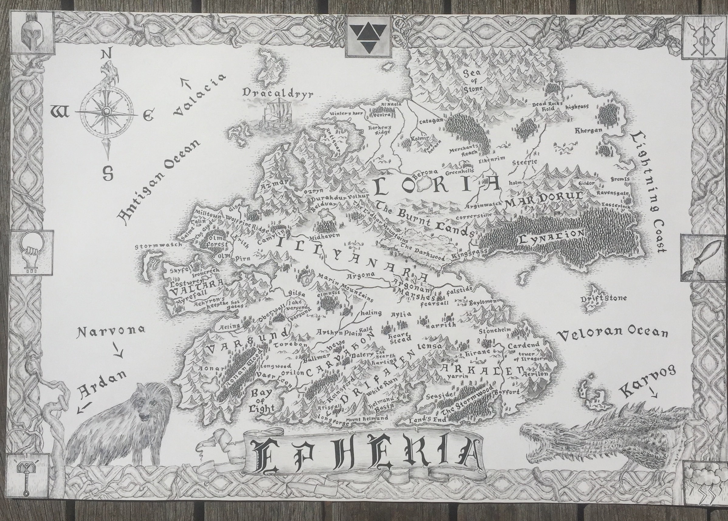 Custom A3 Sized Fantasy Map World Map for Authors or Dnd Games With ...