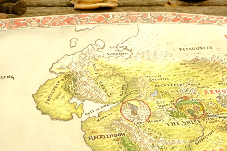 Middle-earth Map Complete in Watercolour With Illustrations of Iconic ...