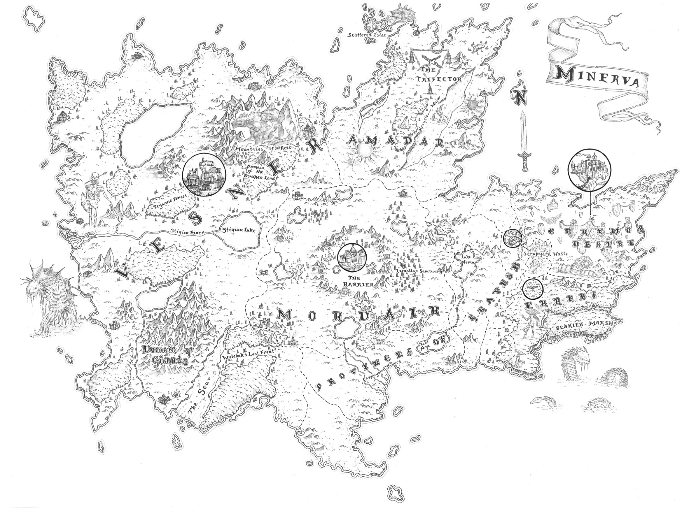Custom A4 D&D World Map Detailed Map With Borders and Illustrations ...