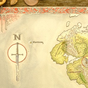 Middle-earth Map Complete in Watercolour With Illustrations of Iconic ...