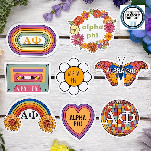 Alpha Phi Sticker Pack Sorority Stickers Alpha Phi Flag - Etsy