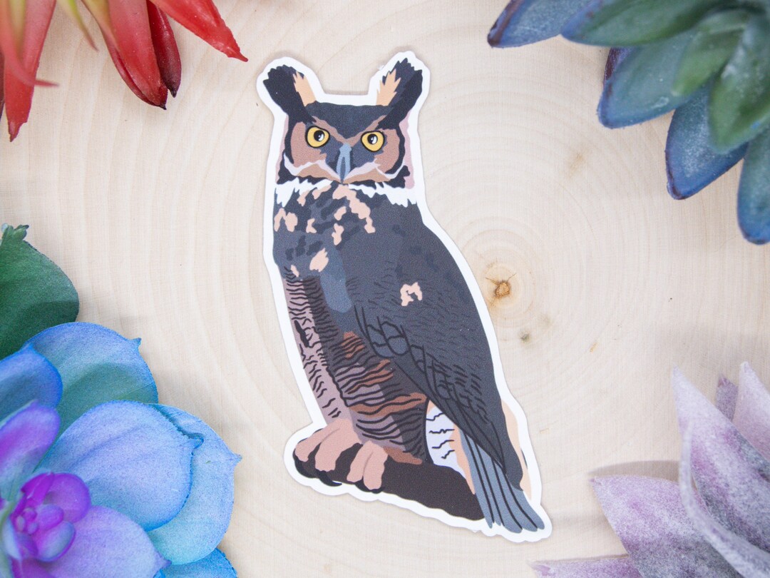 Great Horned Owl Sticker, Bird Sticker, Birdwatching Sticker, Birding ...