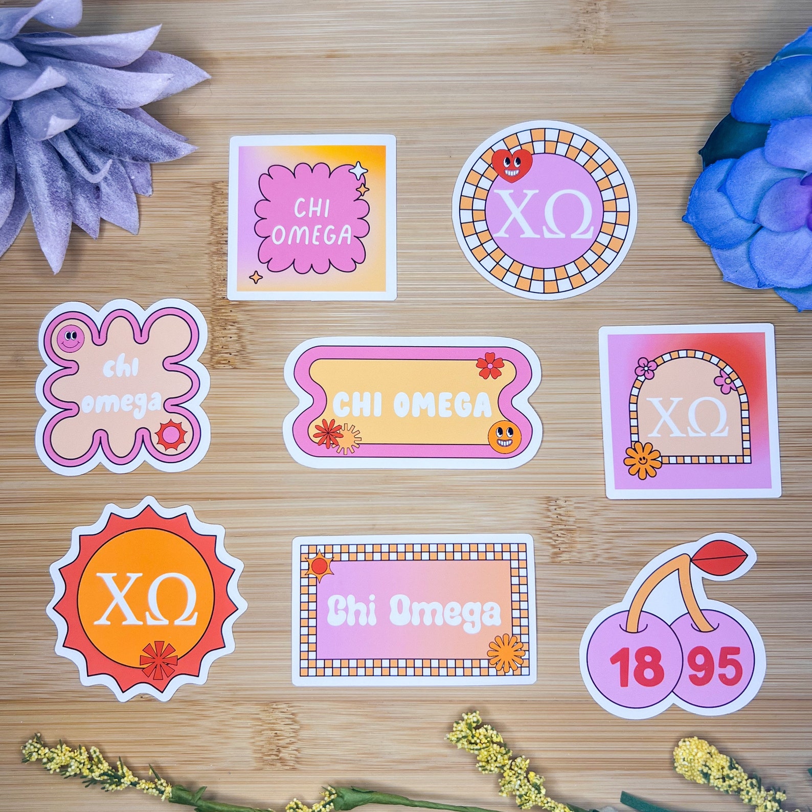 Chi Omega Sticker Pack, Sorority Stickers, Chi Omega Flag, Chi Omega ...