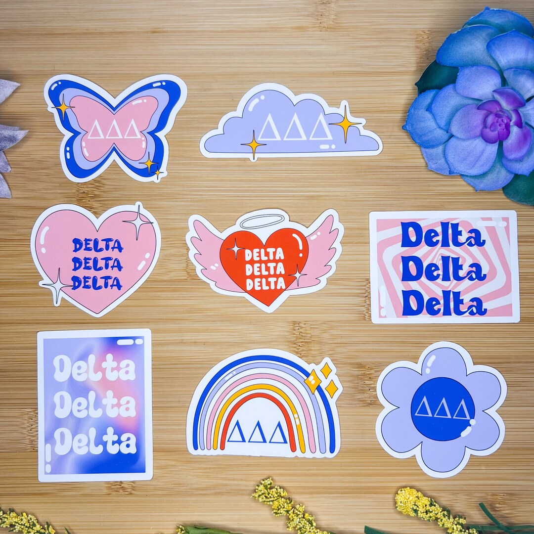 Tri Delta Sticker Pack, Sorority Stickers, Tri Delta Flag, Tri Delta ...
