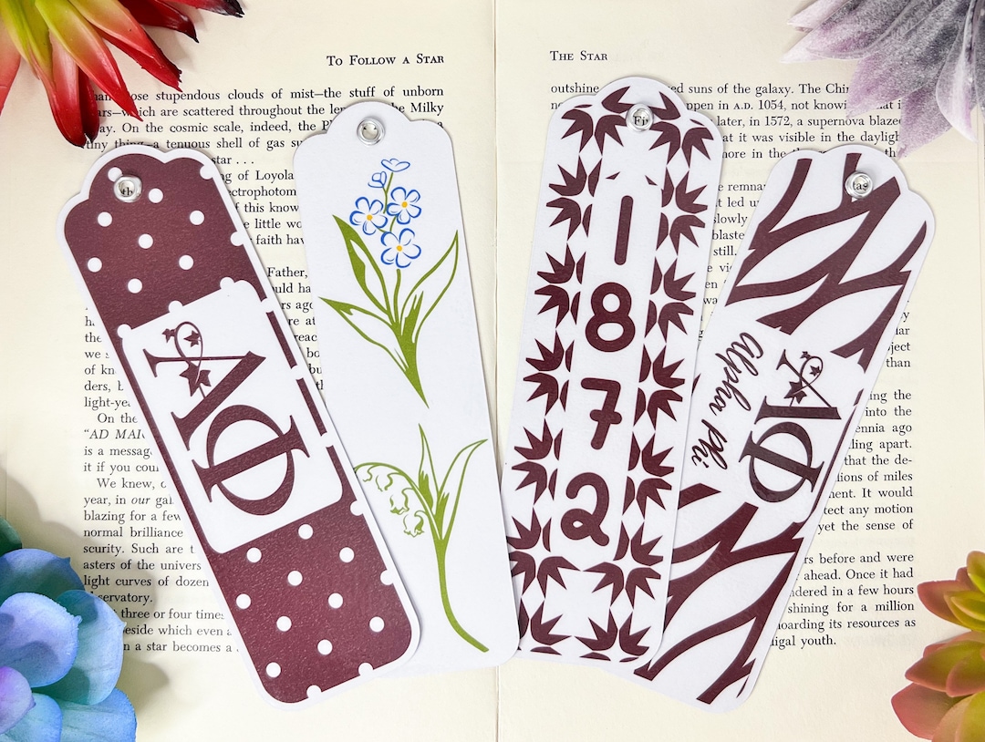 Alpha Phi Bookmarks Set of 4, Alpha Phi Gifts, Alpha Phi Decal, Alpha ...