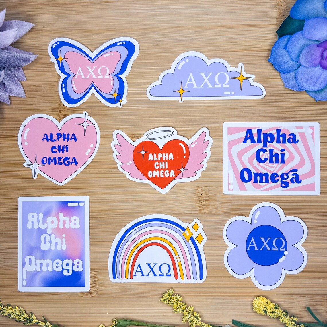 Alpha Chi Omega Sticker Pack, Sorority Stickers, Alpha Chi Omega Flag ...