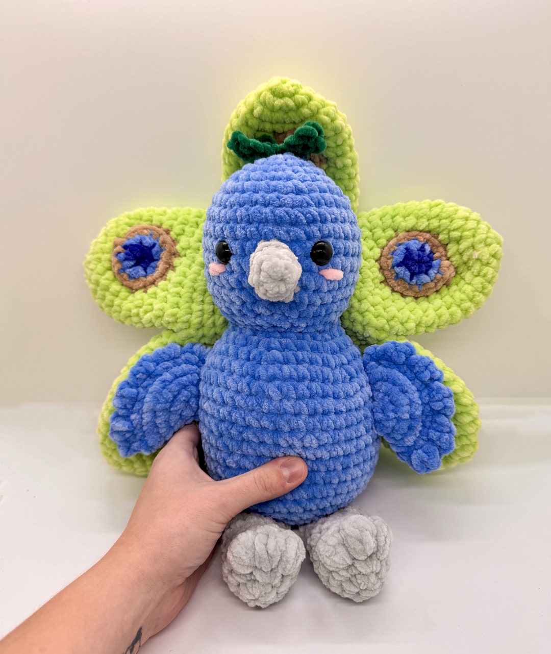 Peacock Crocheted Plushy, Crocheted Plush, Crocheted Bird, Crochet ...