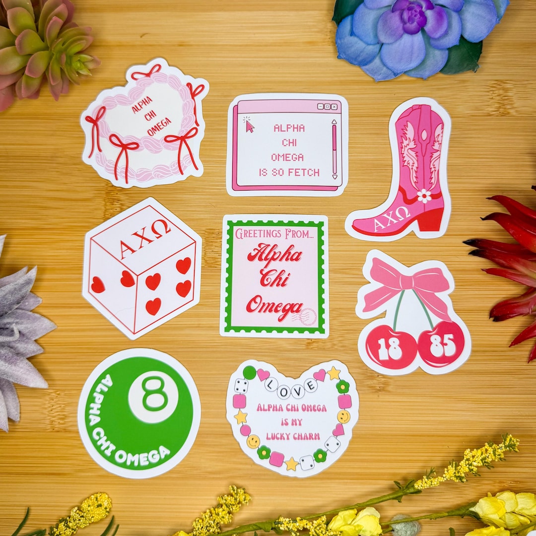 Alpha Chi Omega Sticker Pack, Sorority Stickers, Alpha Chi Omega Flag ...