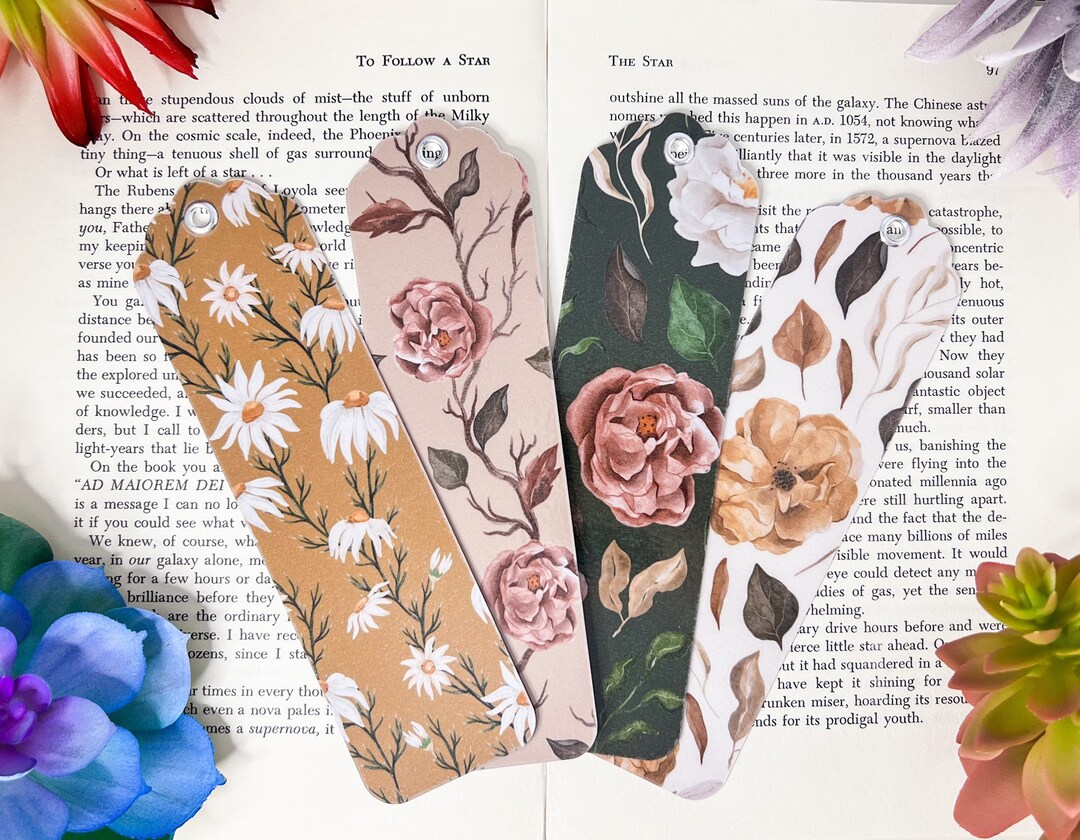 Floral Bookmarks Set of 4, Bookmarks, Flower Bookmark, Watercolor ...