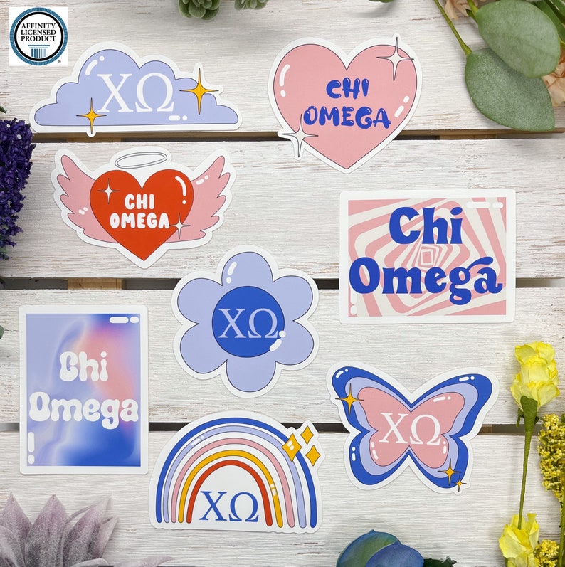 Chi Omega Sticker Pack Sorority Stickers Chi Omega Flag Chi - Etsy