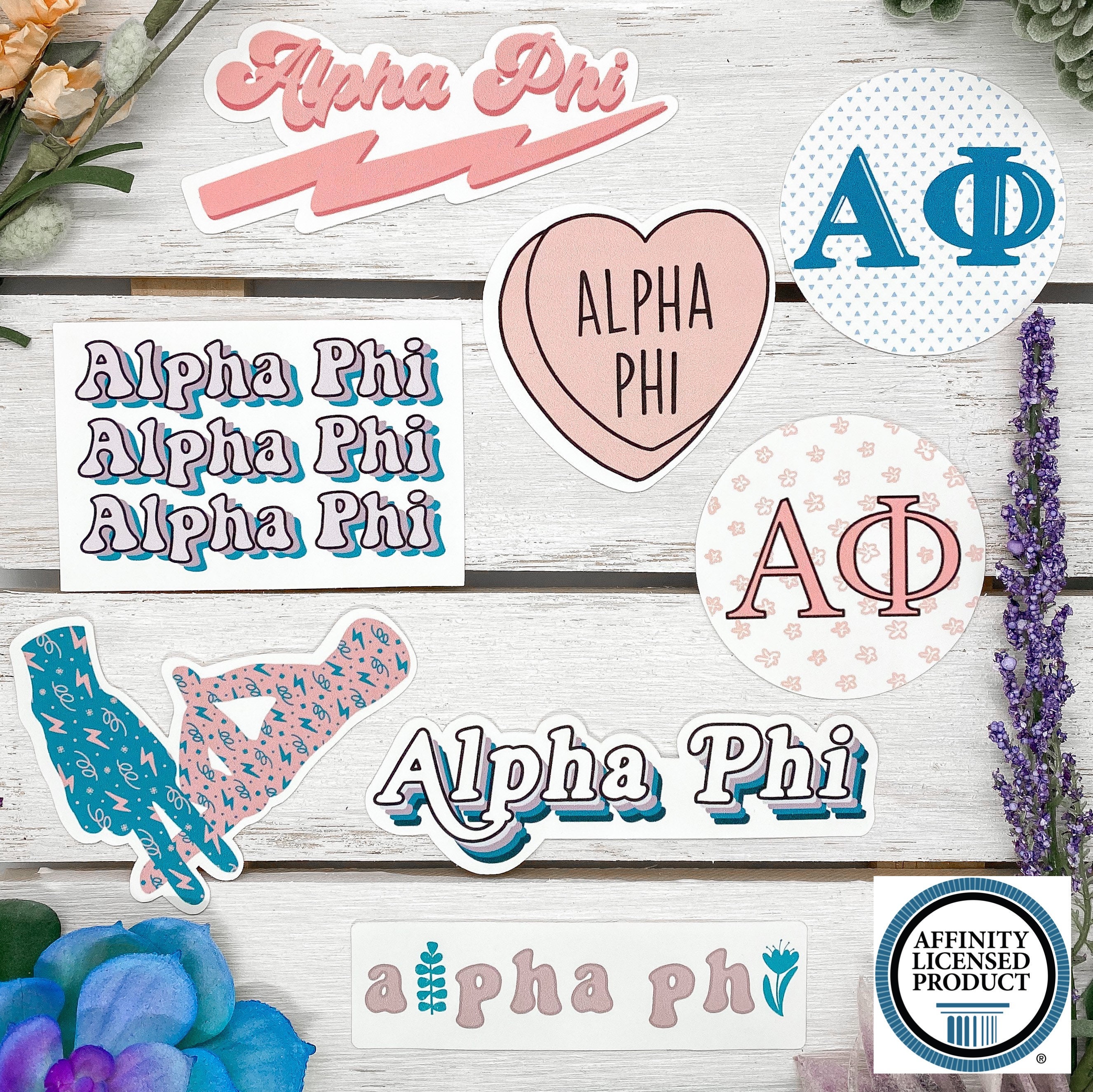 Alpha Phi Sticker Pack Sorority Stickers Alpha Phi Flag - Etsy