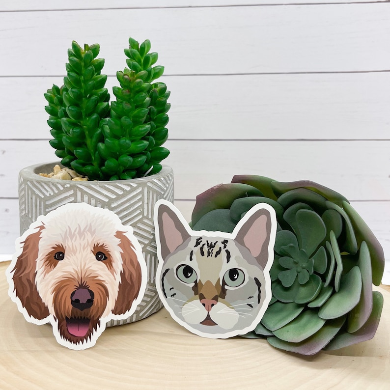 Custom Pet Sticker, Personalized Pet Sticker, Pet Portrait, Dog Sticker ...