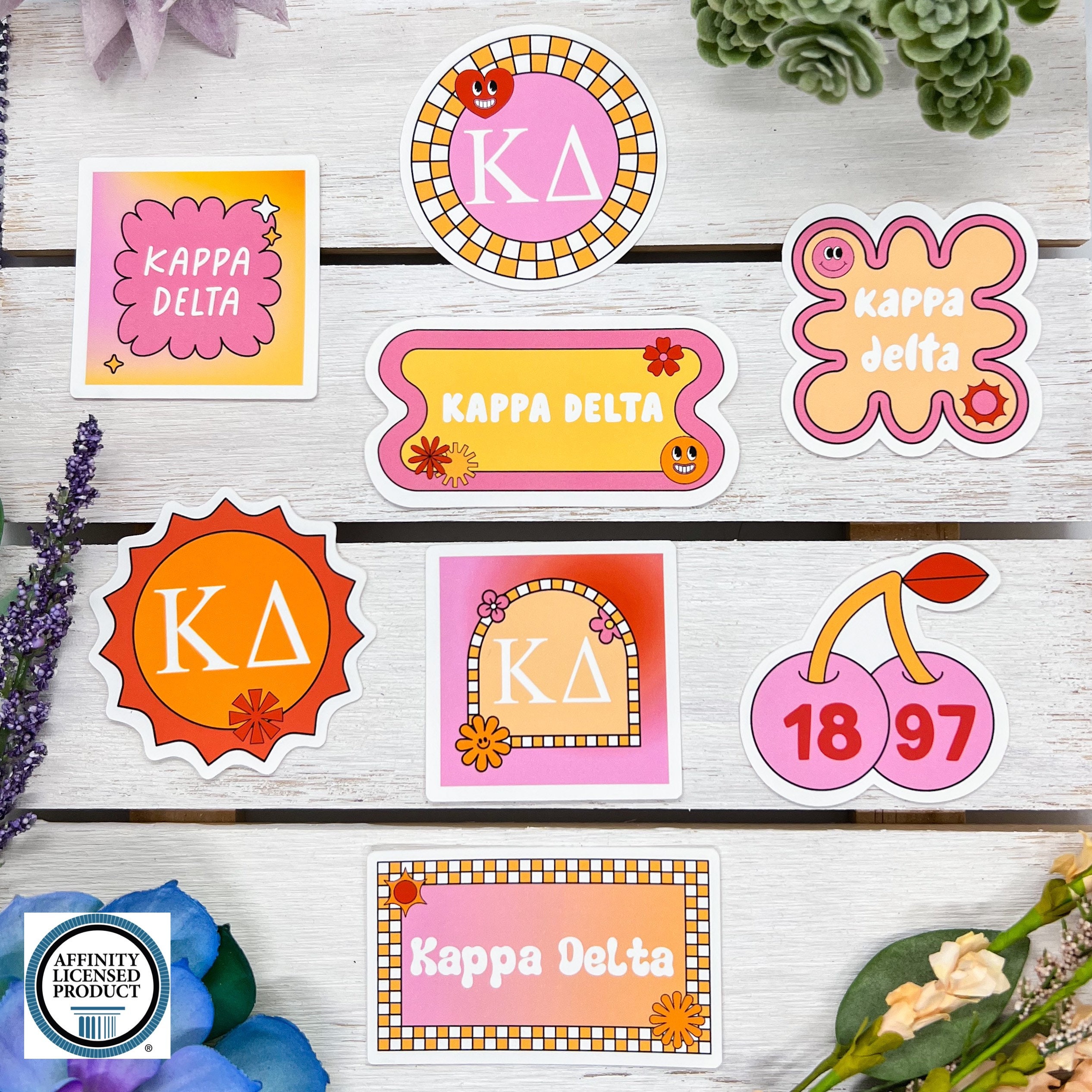 Kappa Delta Sticker Pack Kappa Delta Decal Kappa Delta Flag - Etsy