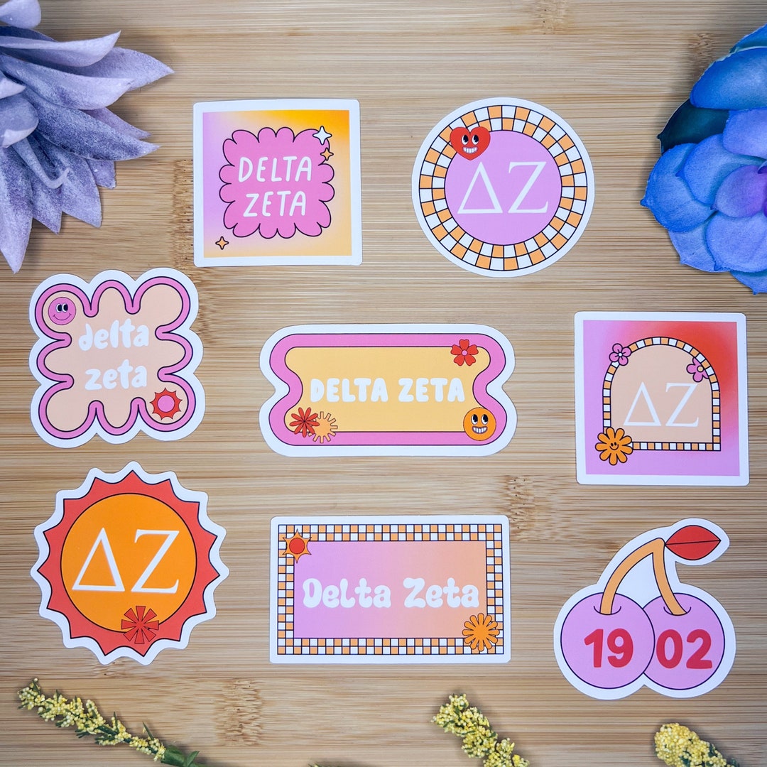 Delta Zeta Sticker Pack, Delta Zeta Stickers, Delta Zeta Decal, Delta ...