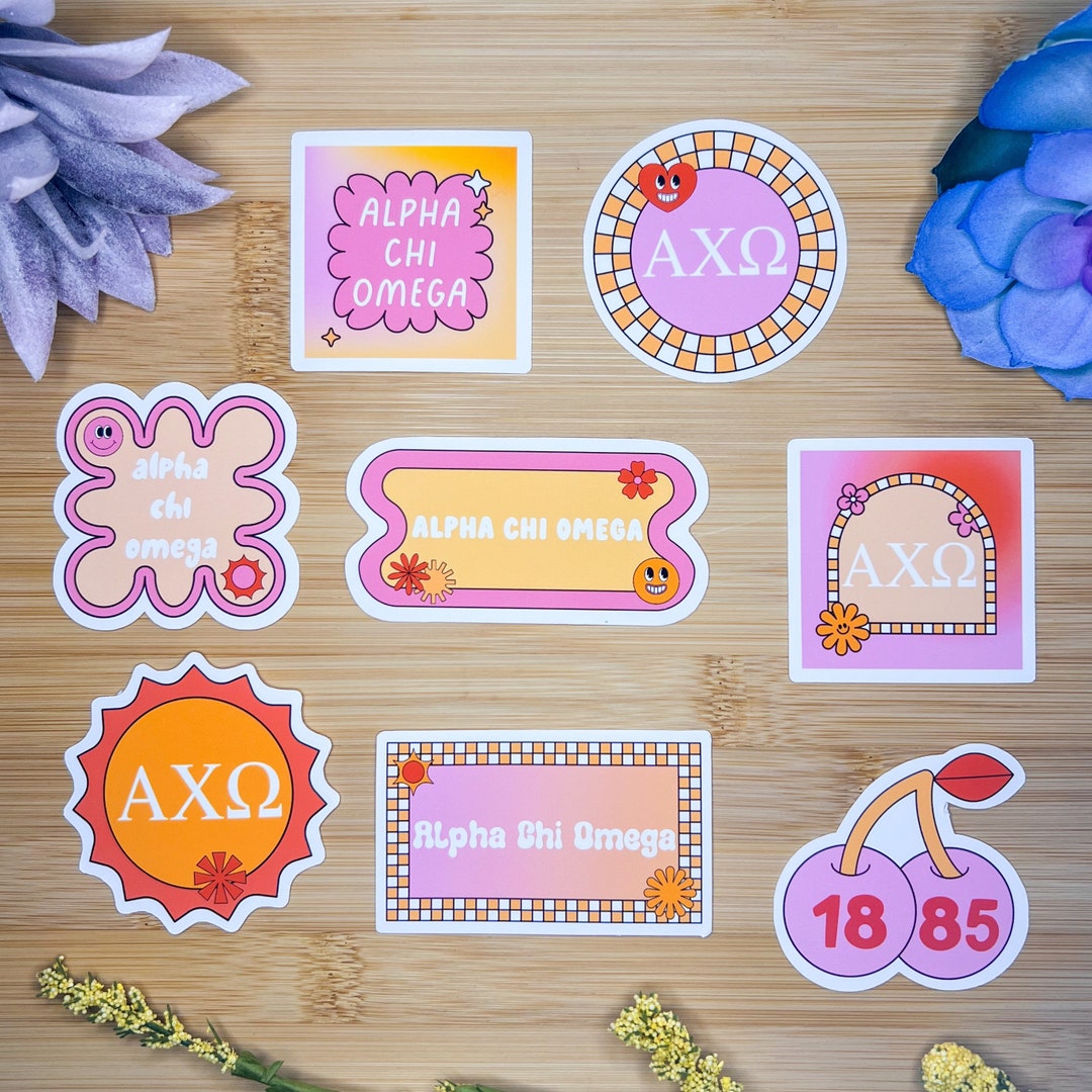 Alpha Chi Omega Sticker Pack, Sorority Stickers, Alpha Chi Omega Flag ...