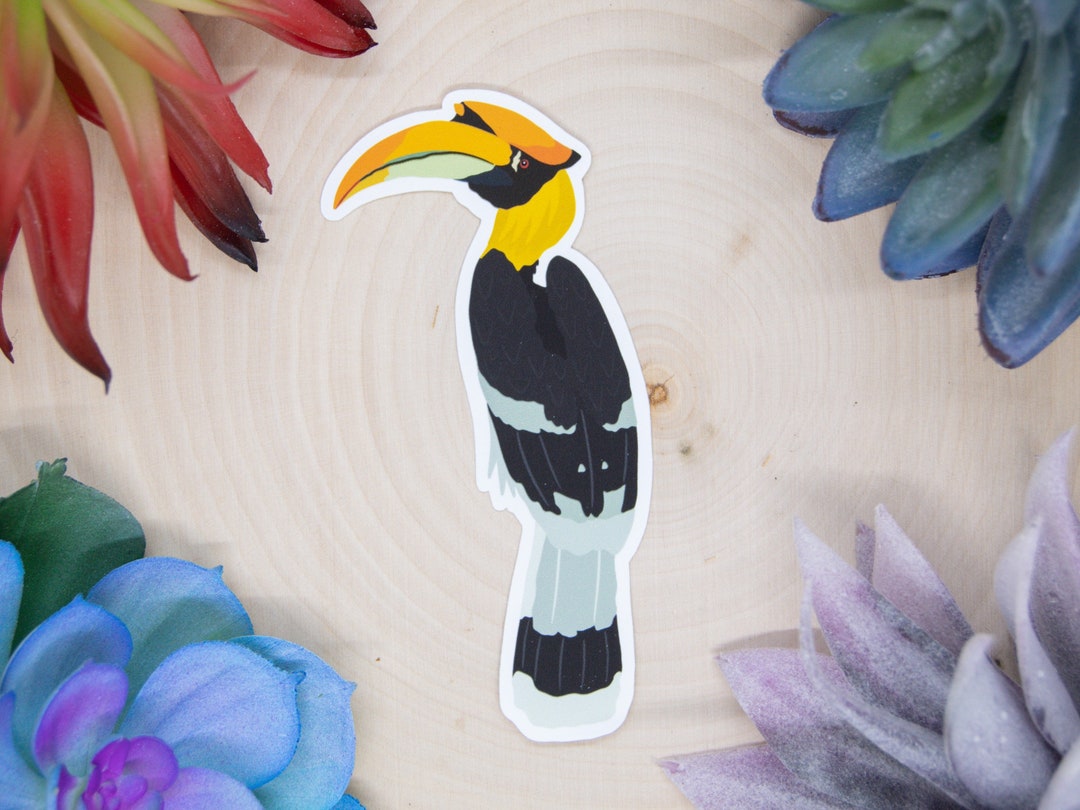 Great Hornbill Sticker, Bird Sticker, Birdwatching Sticker, Birding ...