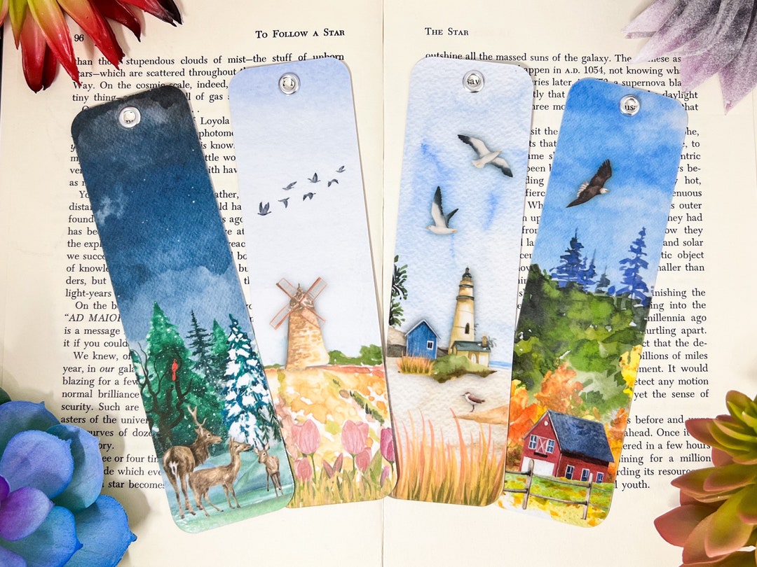 Seasonal Bookmarks Set of 4, Seasonal Bird Bookmark, Birdwatching ...