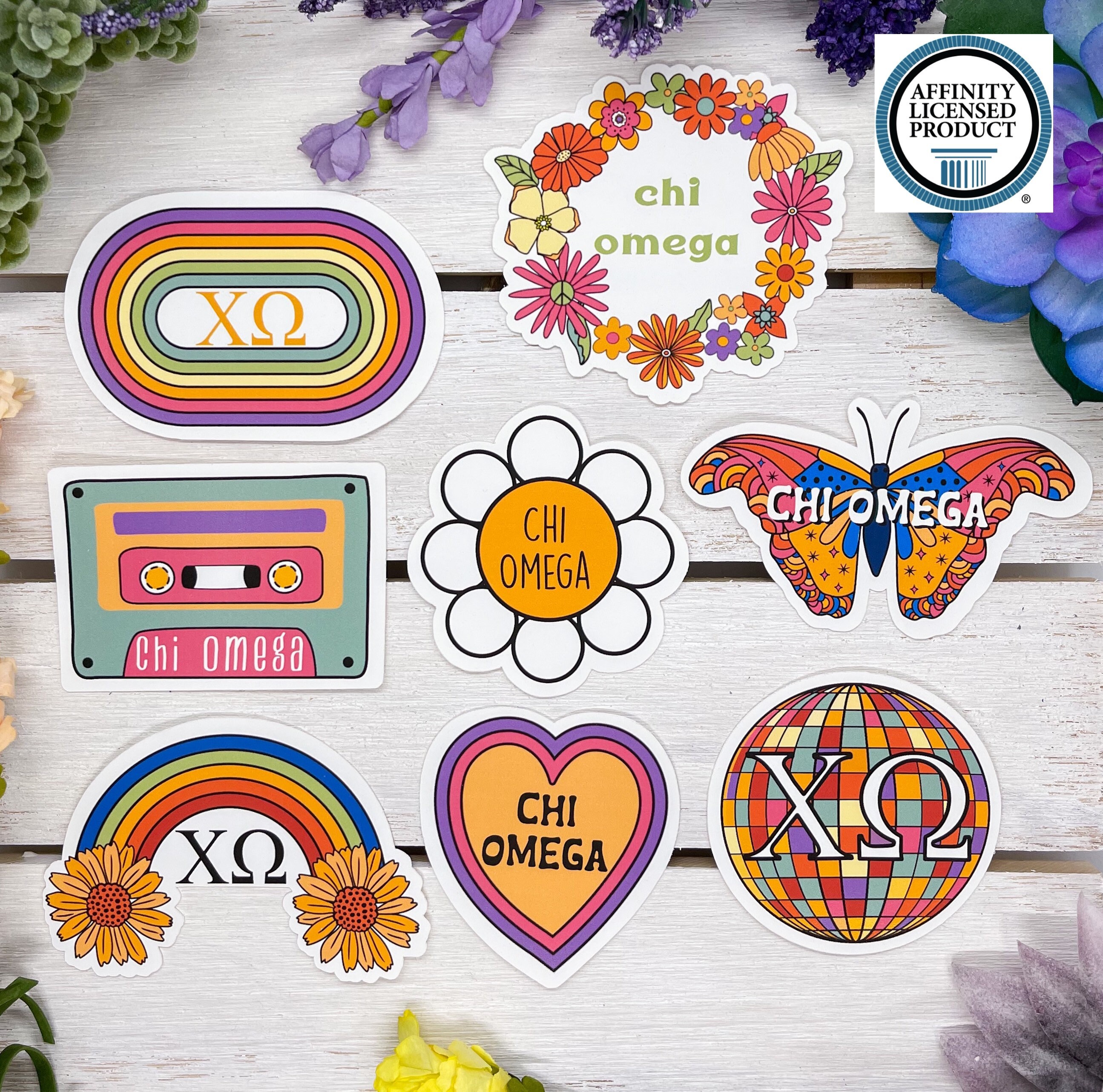 Chi Omega Sticker Pack Sorority Stickers Chi Omega Flag Chi - Etsy