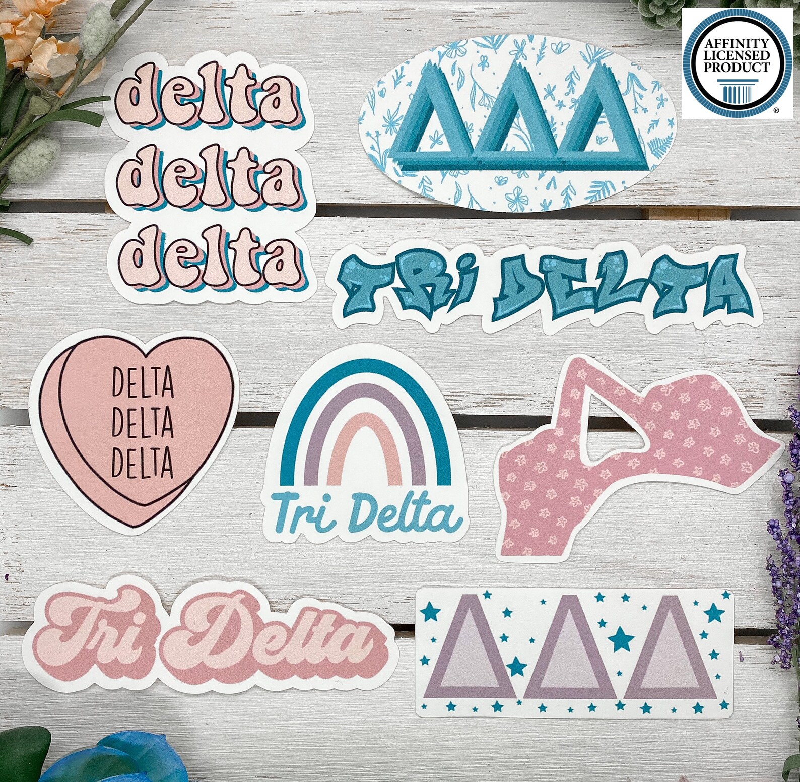 Tri Delta Sticker Pack Sorority Stickers Tri Delta Flag Tri | Etsy