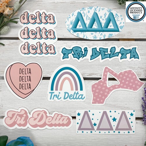 Tri Delta Sticker Pack Sorority Stickers Tri Delta Flag Tri - Etsy