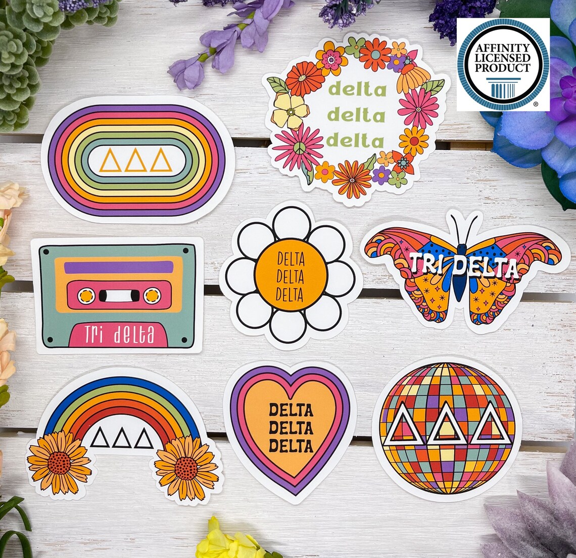 Tri Delta Sticker Pack Sorority Stickers Tri Delta Flag Tri | Etsy