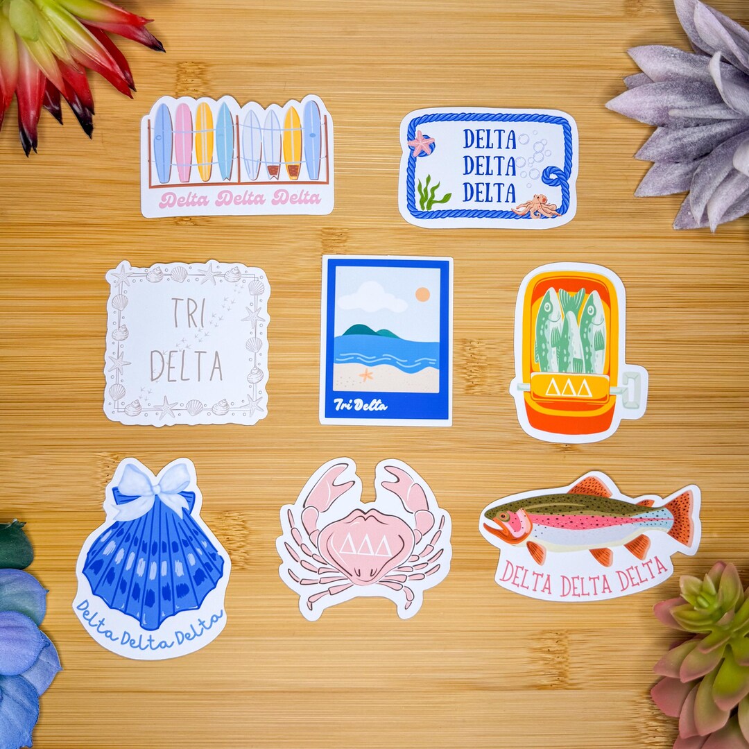 Tri Delta Sticker Pack, Sorority Stickers, Tri Delta Flag, Tri Delta ...
