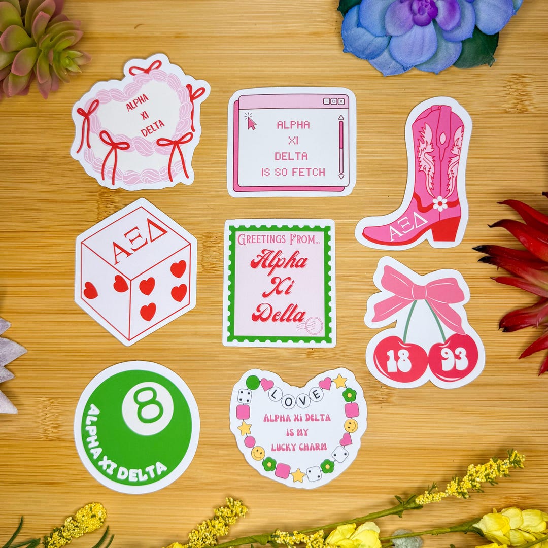 Alpha Xi Delta Sticker Pack, Sorority Stickers, Alpha Xi Delta Flag ...
