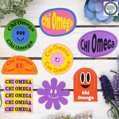 Chi Omega Sticker Pack Sorority Stickers Chi Omega Flag Chi - Etsy