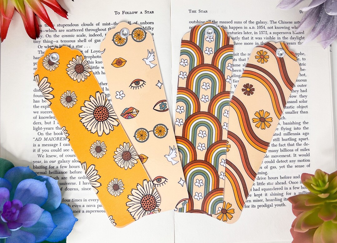 Retro Groovy Bookmarks Set of 4, Bookmarks, Vintage Bookmark, 70s ...