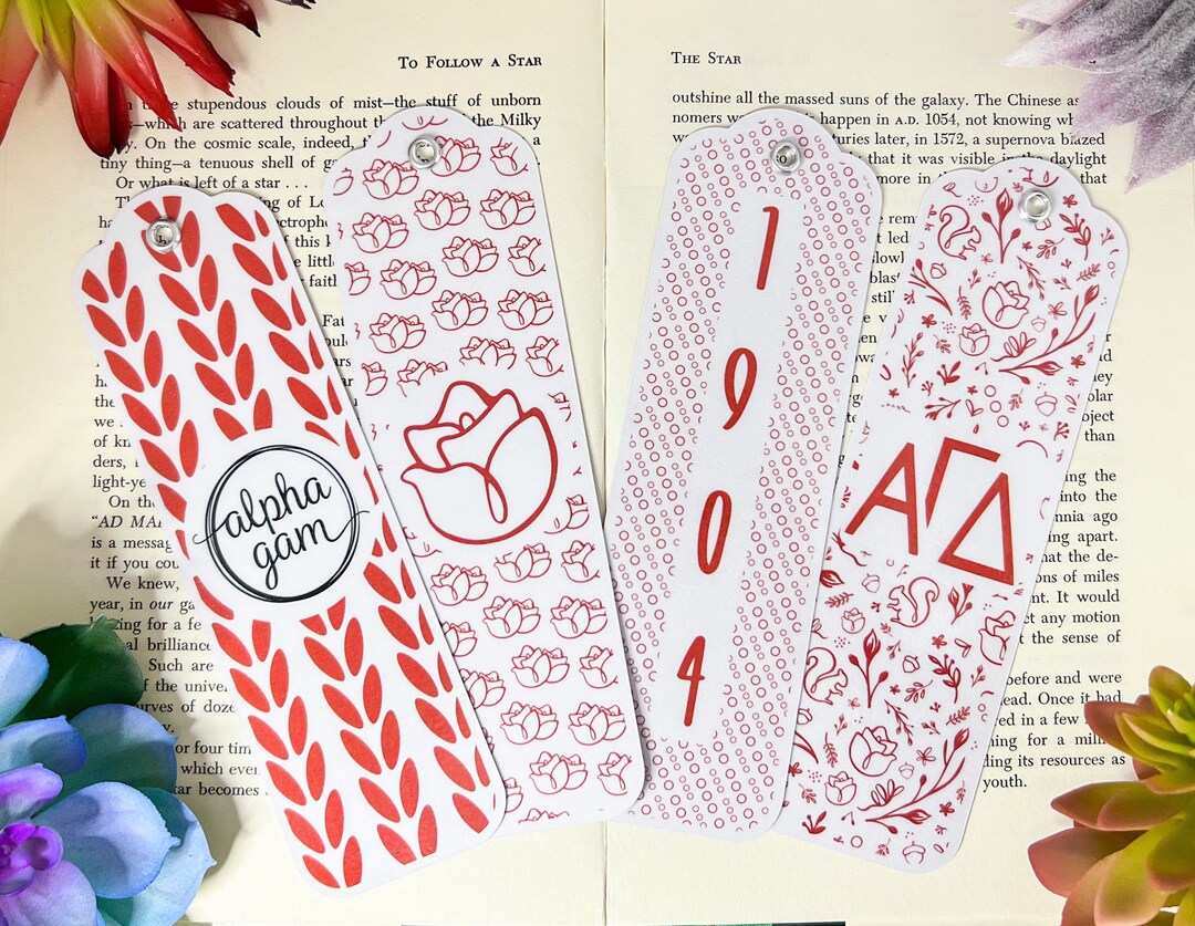 Alpha Gamma Delta Bookmarks Set of 4 AGD Sorority Alpha - Etsy