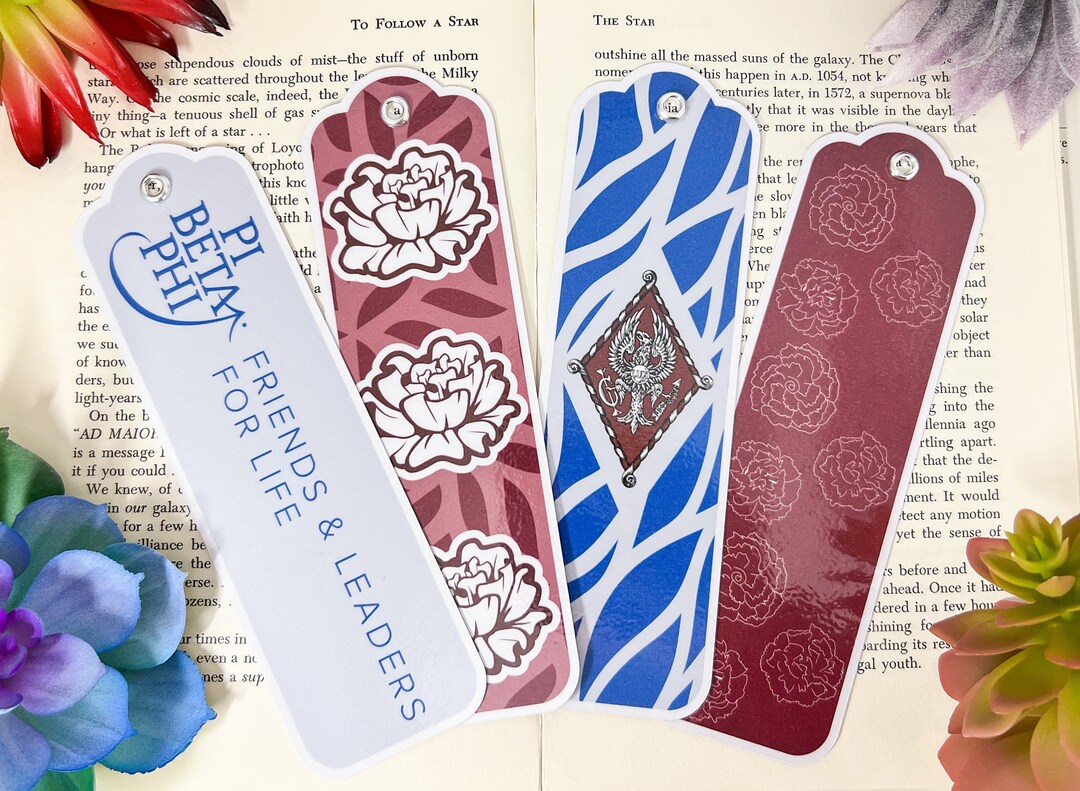 Pi Beta Phi Bookmarks Set of 4, Pi Beta Phi Gifts, Pi Beta Phi Sorority ...