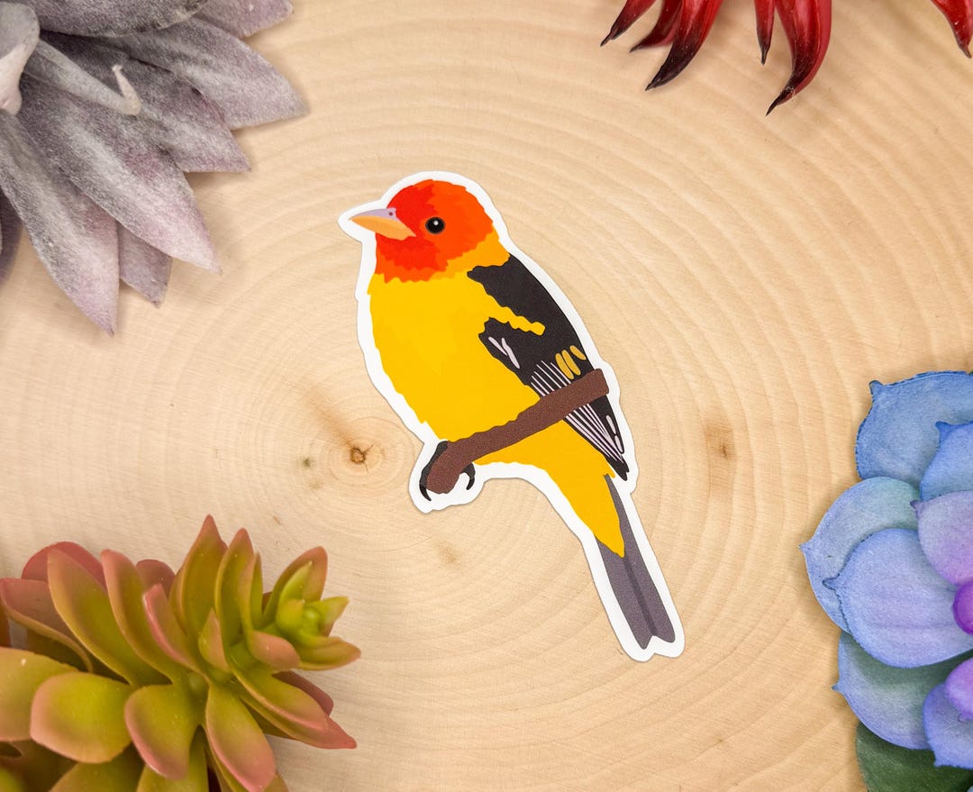 Western Tanager Sticker, Western Tanager Decal, Western Tanager Gift ...