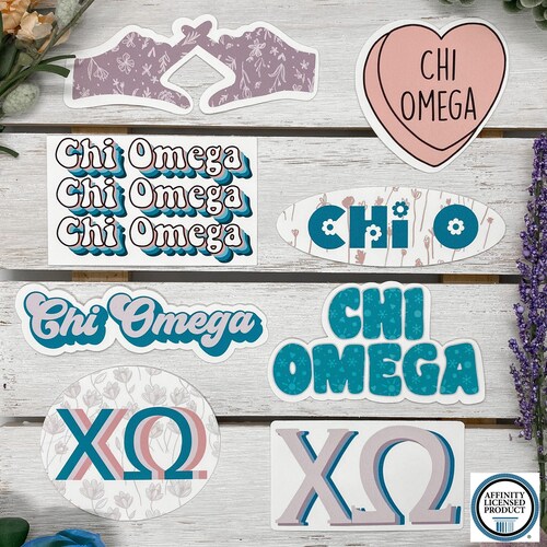Chi Omega Sticker Pack Sorority Stickers Chi Omega Flag Chi Etsy